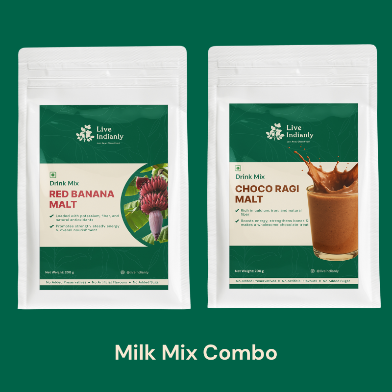 Milk Mix Combo | Choco Ragi Malt & Red Banana Malt | Live Indianly